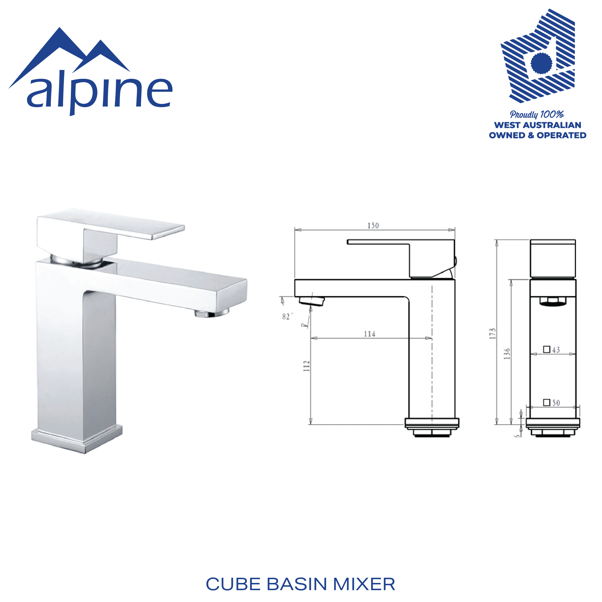 Cube Basin Mixer Black - Bathroom Tapware Perth