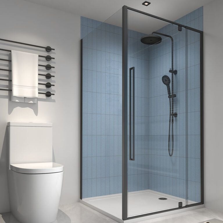 Alpine Pivot Door and Return Black - Shower Screens Perth