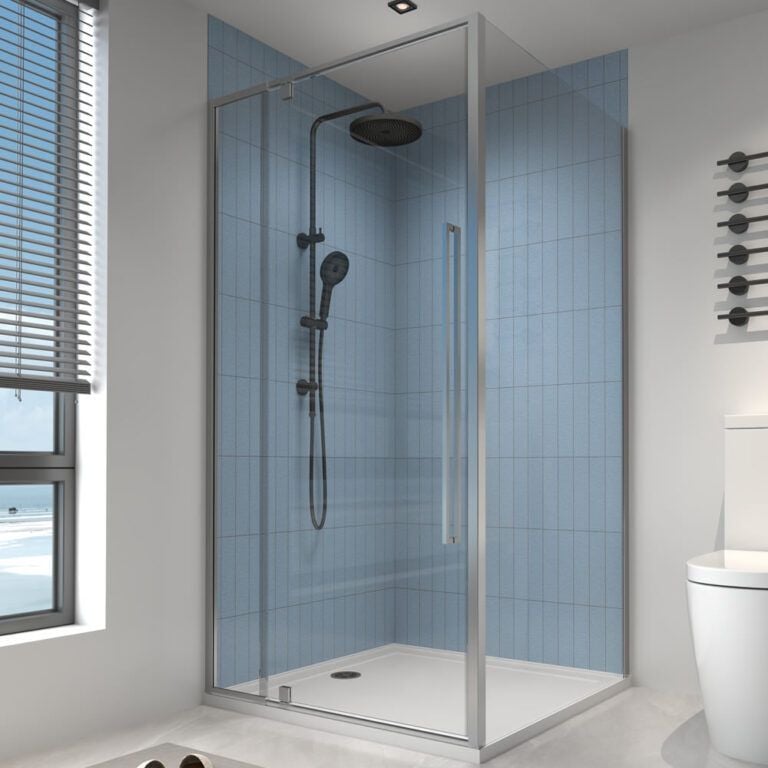 Alpine Pivot Door and Return Silver - Shower Screens Perth